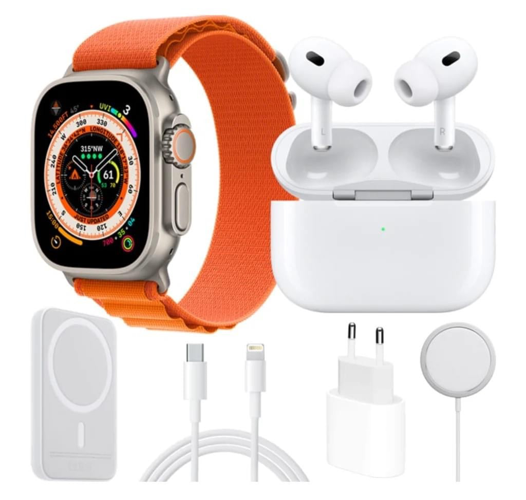 X8 ULTRA SMART WATCH + { WIRELESS MAGSAFE POWER BANK + AIRPOD PRO + WI ...